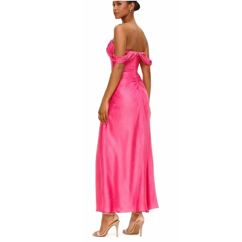 Self-Portrait | Dresses | Selfportrait Dress 2 Pink Satin Off Shoulder ...